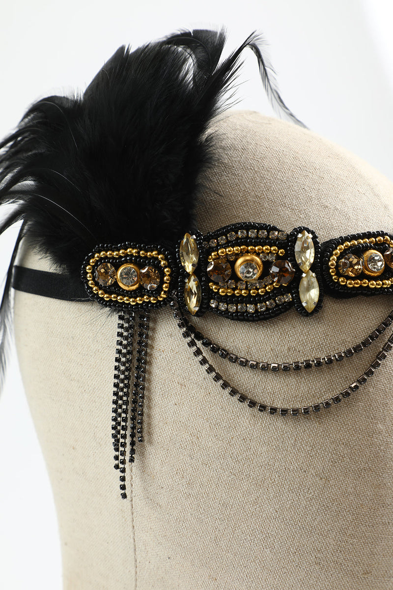 Queendancer 1920s Flapper Black Golden Five Pieces Accessories Set ...