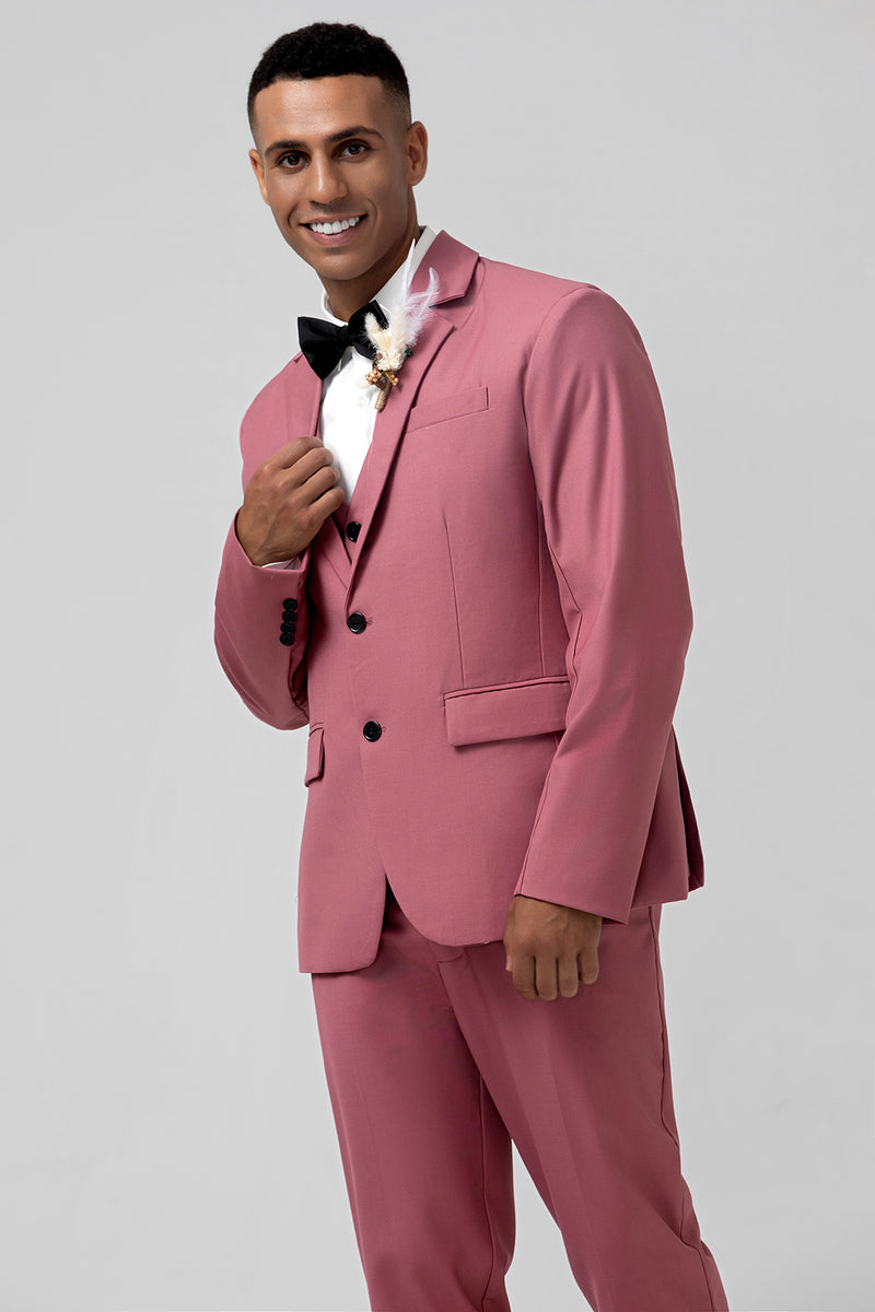 Queendancer Men Notched Lapel Prom Suits Coral Single Breasted 3 Piece ...