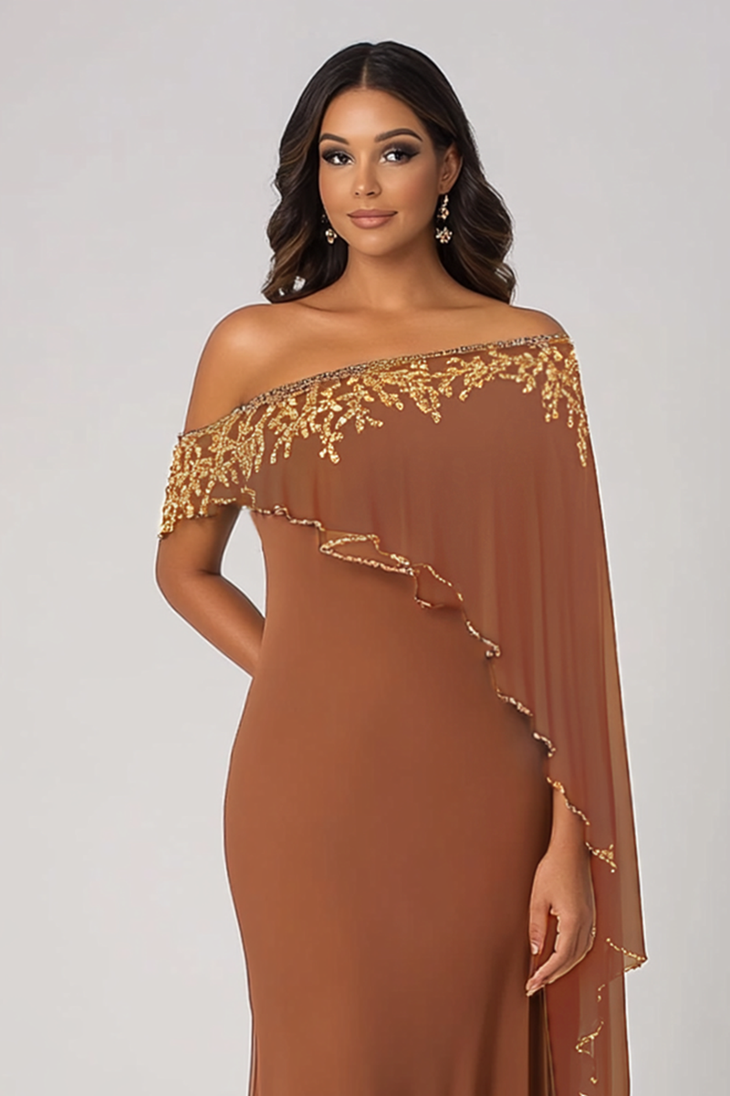 Queendancer Women Sparkly Rust Satin Mother of the Bride Dress Sheath ...