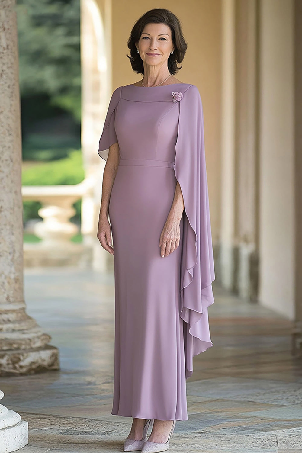 Queendancer Women Lilac Sheath Chiffon Mother of the Bride Dress with ...