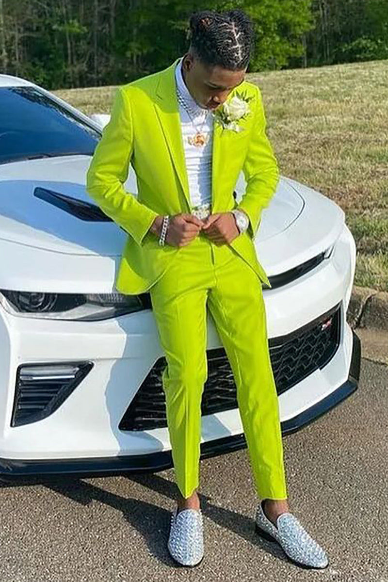 Queendancer Men Lemon Yellow Men's Prom Suits Notched Lapel Homecoming ...
