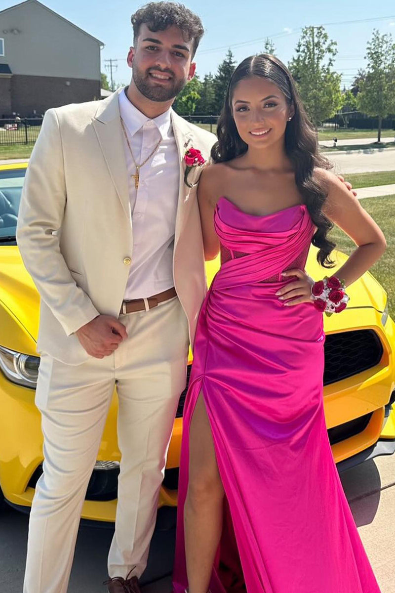 Queendancer Men White 2 Piece Prom Suits Peak Lapel One Button ...