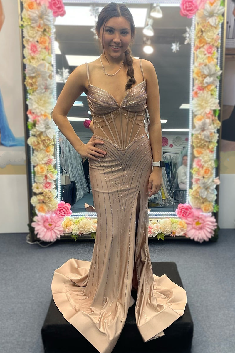 Queendancer Women Black Corset Prom Dress with Beading Mermaid ...